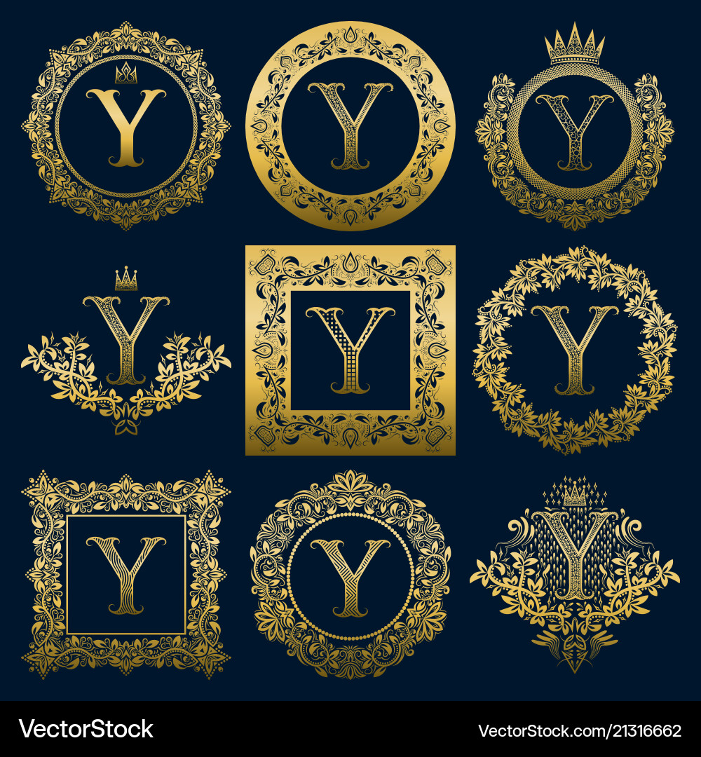 Vintage monograms set y letter Royalty Free Vector Image