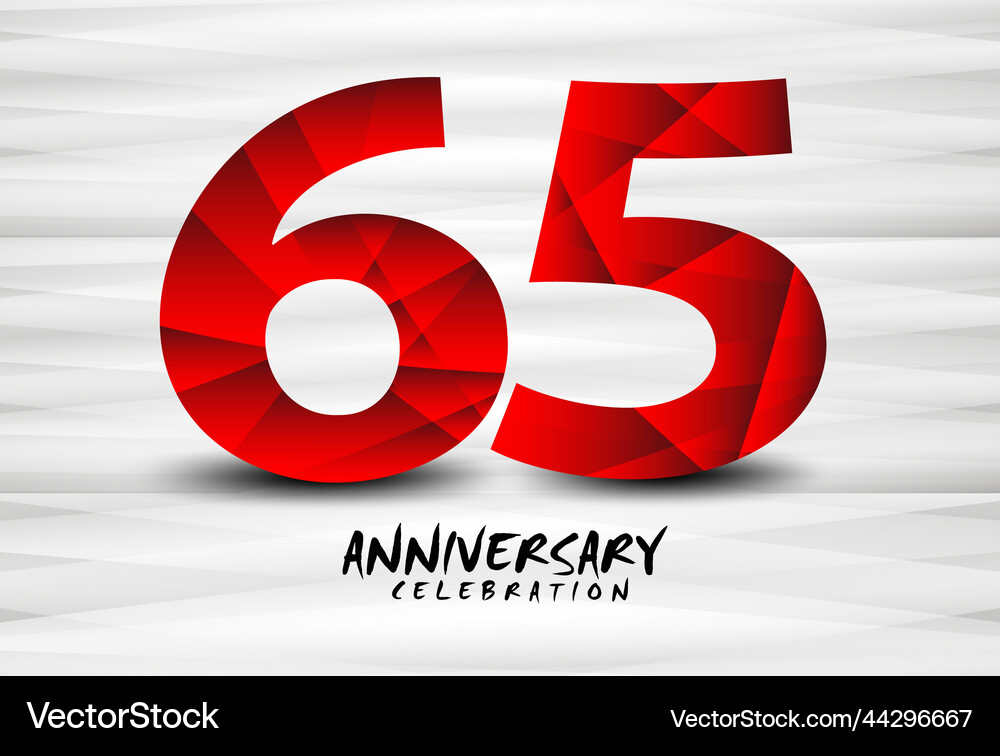 65 year anniversary celebration logo red polygon Vector Image