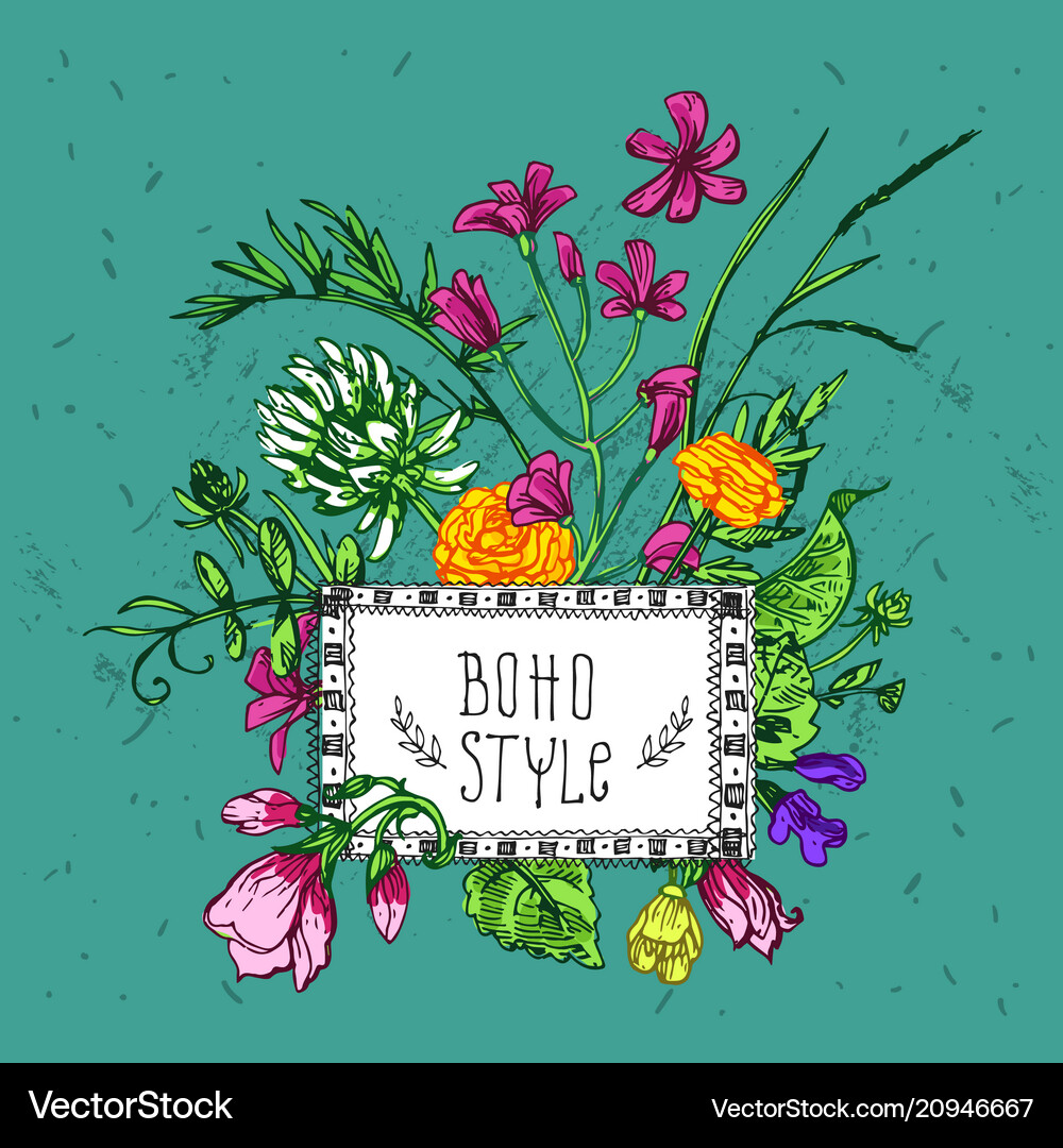 Beautiful hand drawn floral Royalty Free Vector Image