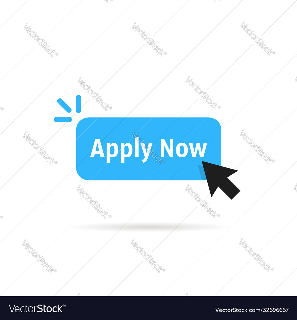 Blue apply now simple button Royalty Free Vector Image
