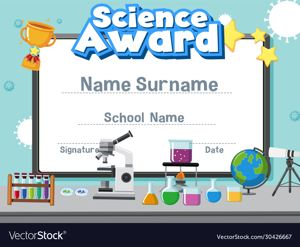 Certificate Template For Science Award With Kid Vector Image