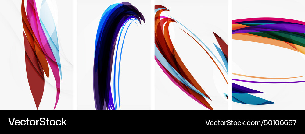 Colorful wave lines poster set for wallpaper Vector Image