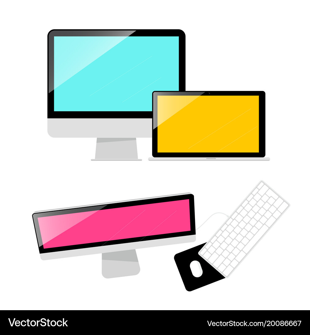Computers computer laptop and keyboard with mouse Vector Image