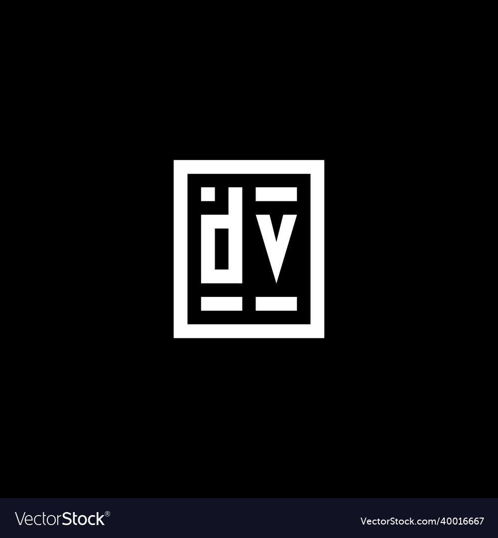 Dv initial logo with square rectangular shape Vector Image