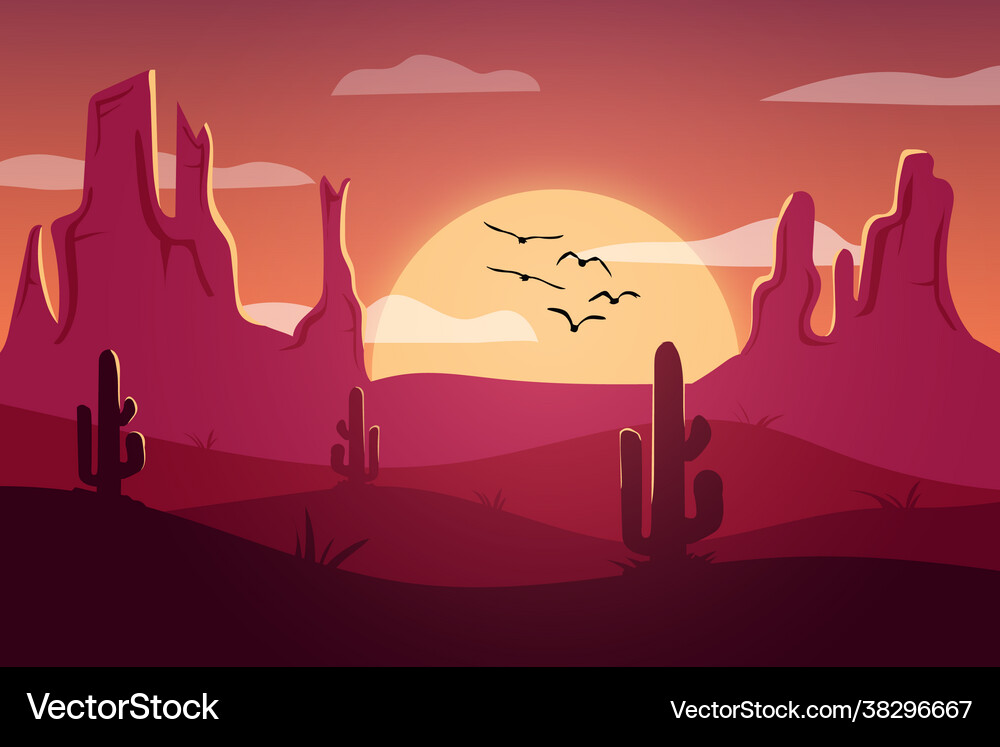 Flat landscape sahara desert on a beautiful Vector Image