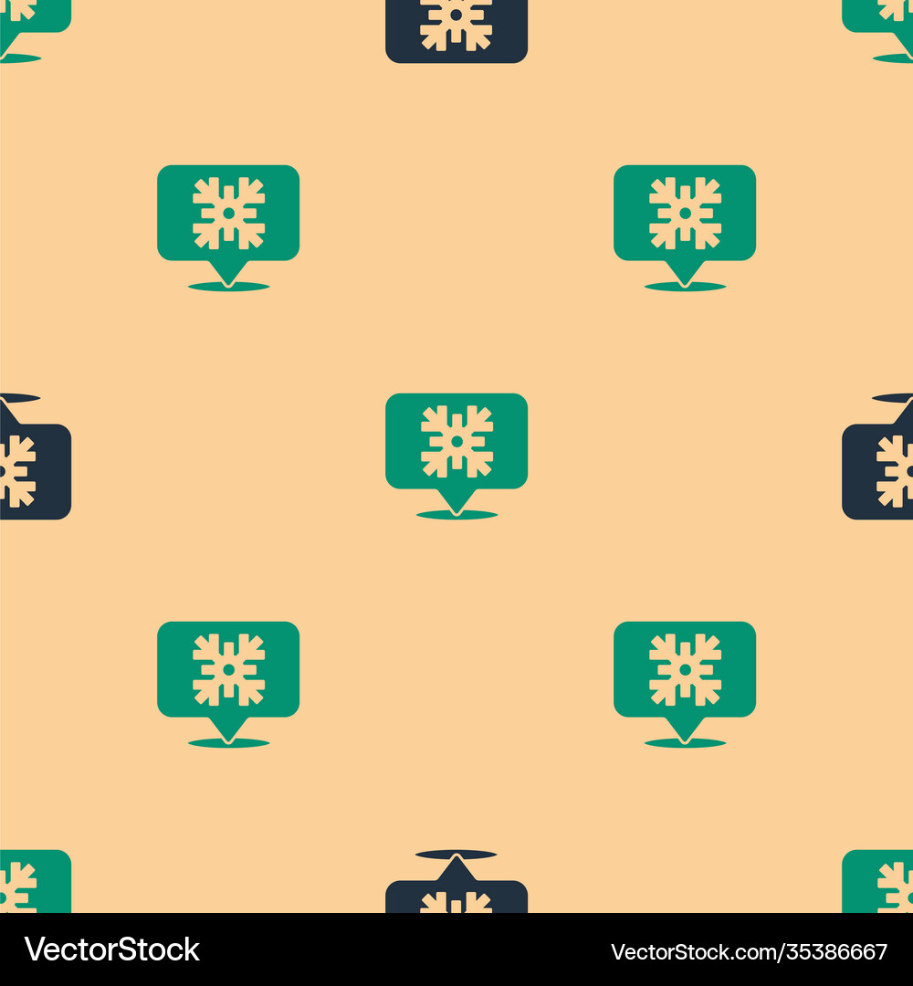 Green and black snowflake with speech bubble icon Vector Image