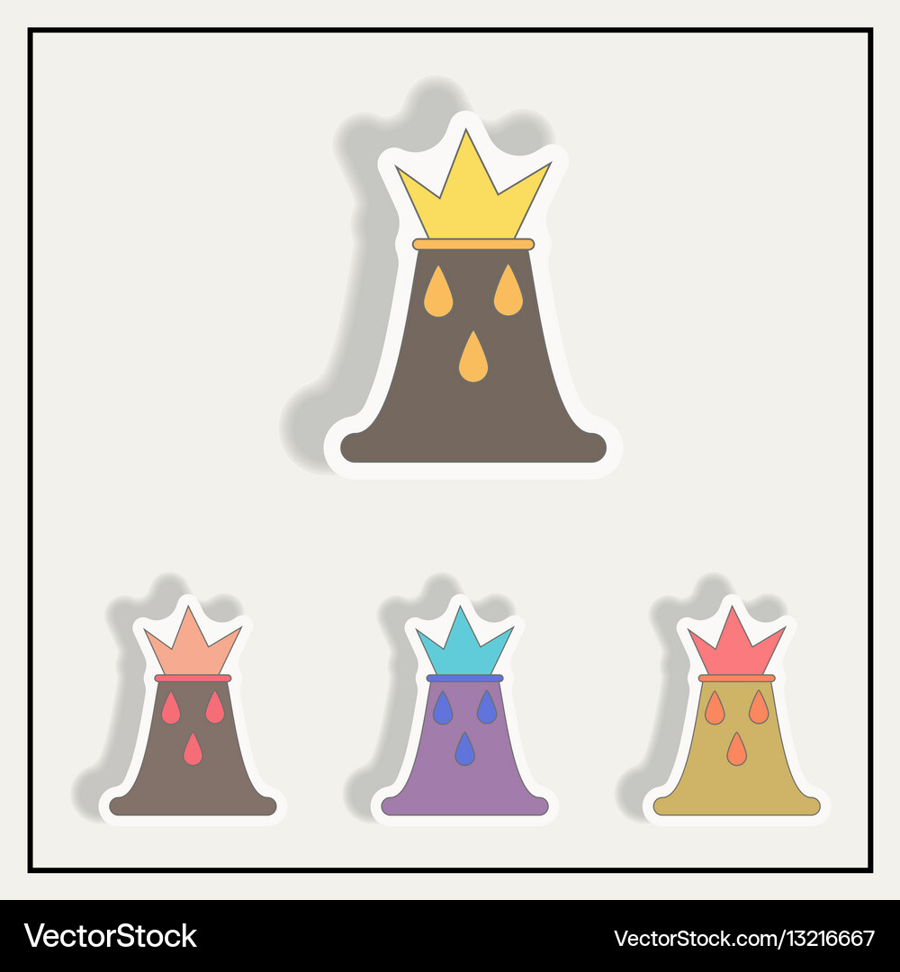 In sticker design of volcano Royalty Free Vector Image
