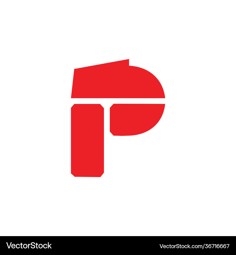Letter p simple geometric logo Royalty Free Vector Image