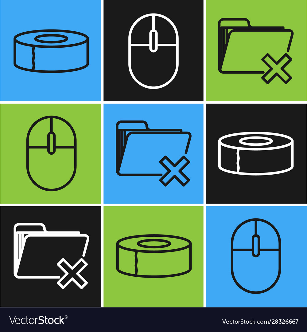 Set line scotch delete folder and computer mouse Vector Image