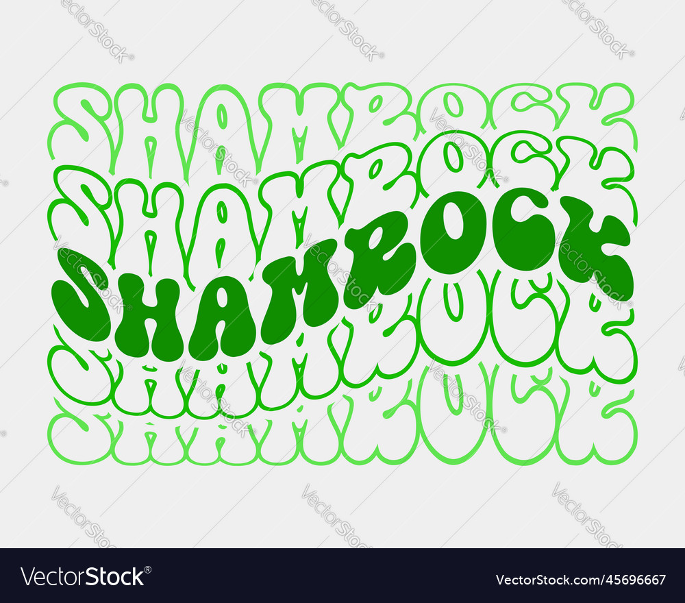 Shamrock st patricks day word retro wavy repeat Vector Image