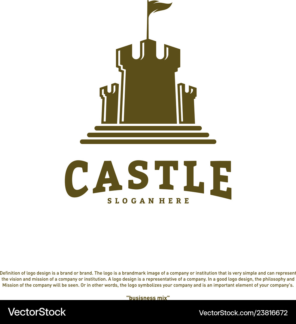 Castle logo design concept tower Royalty Free Vector Image