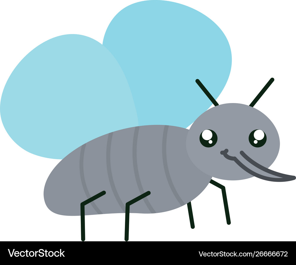 Cute fly insect kawaii character Royalty Free Vector Image