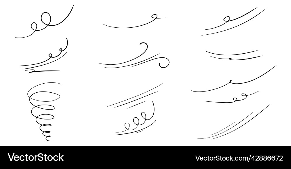 Doodle of wind gust isolated on a white Royalty Free Vector