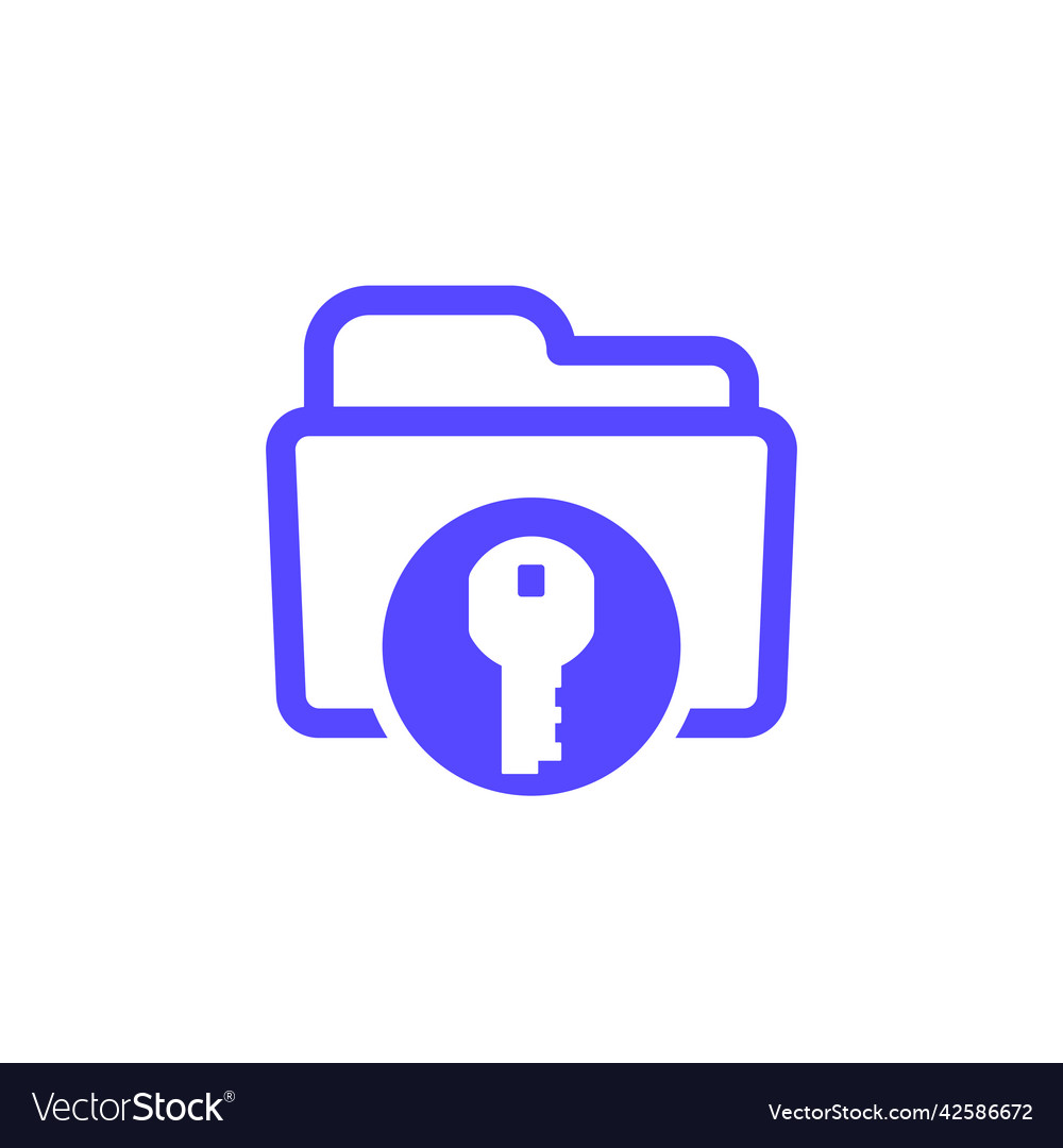 Folder and key icon for web Royalty Free Vector Image