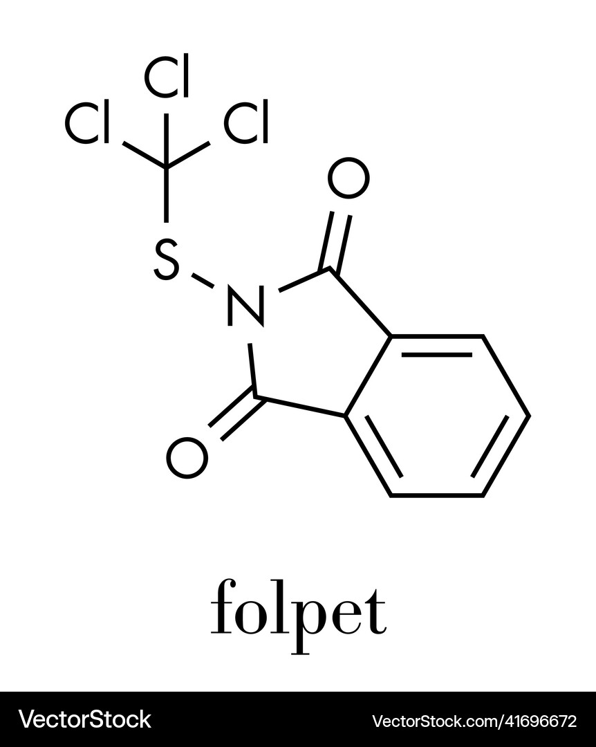 Folpet fungicide molecule skeletal formula Vector Image