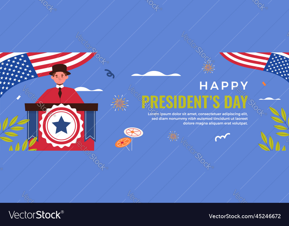 Happy presidents day horizontal banner template Vector Image