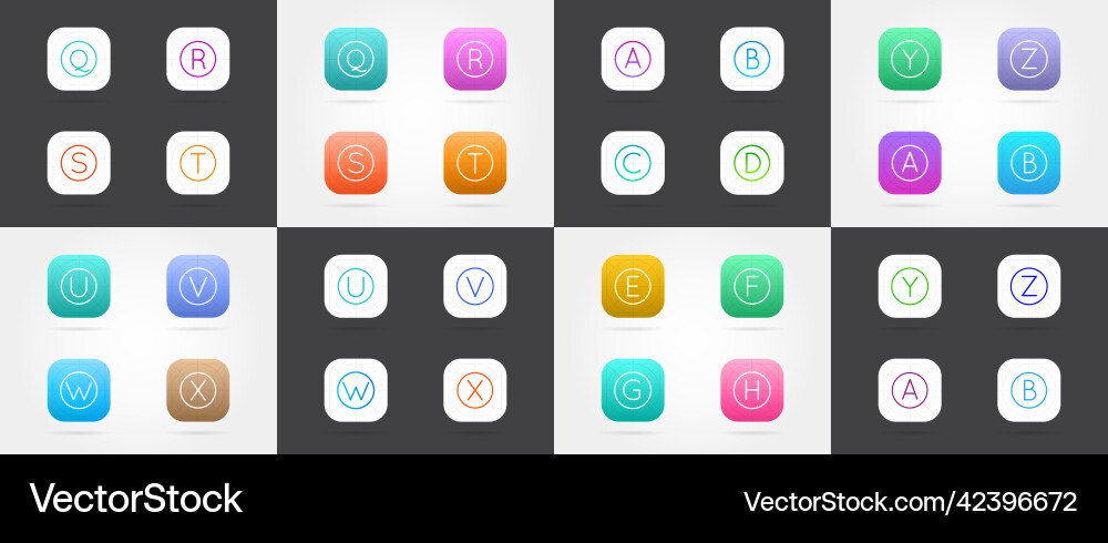 Set of app icon template with guidelines fresh Vector Image