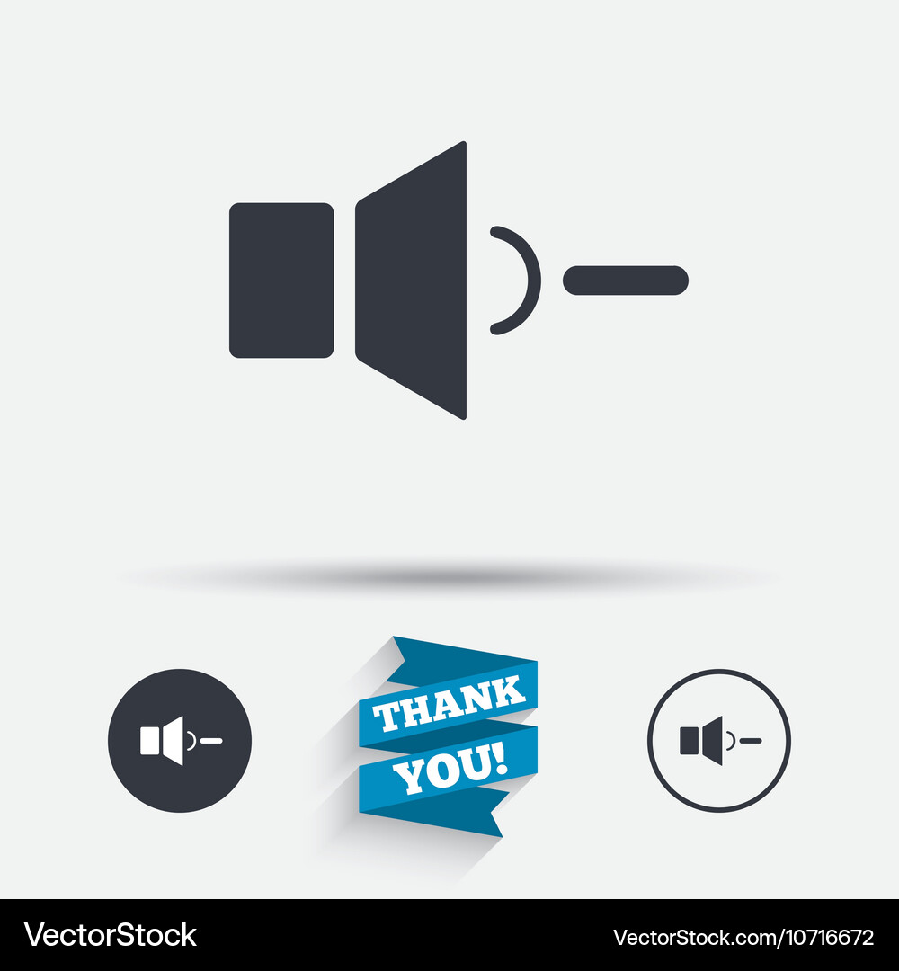 Speaker low volume sign icon sound symbol Vector Image