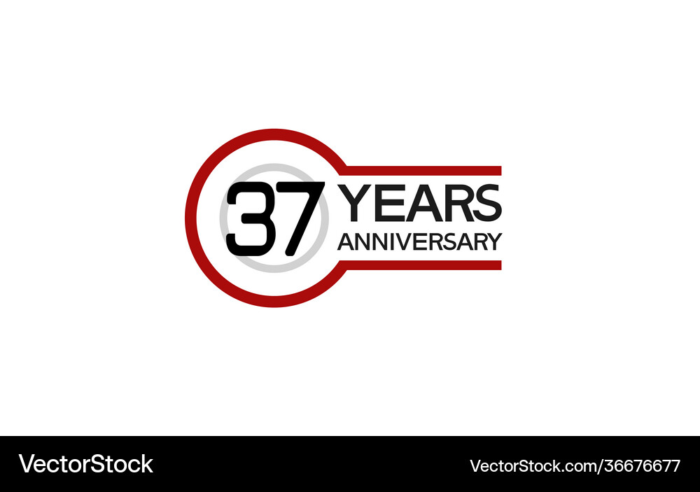 37 years anniversary with circle outline red Vector Image