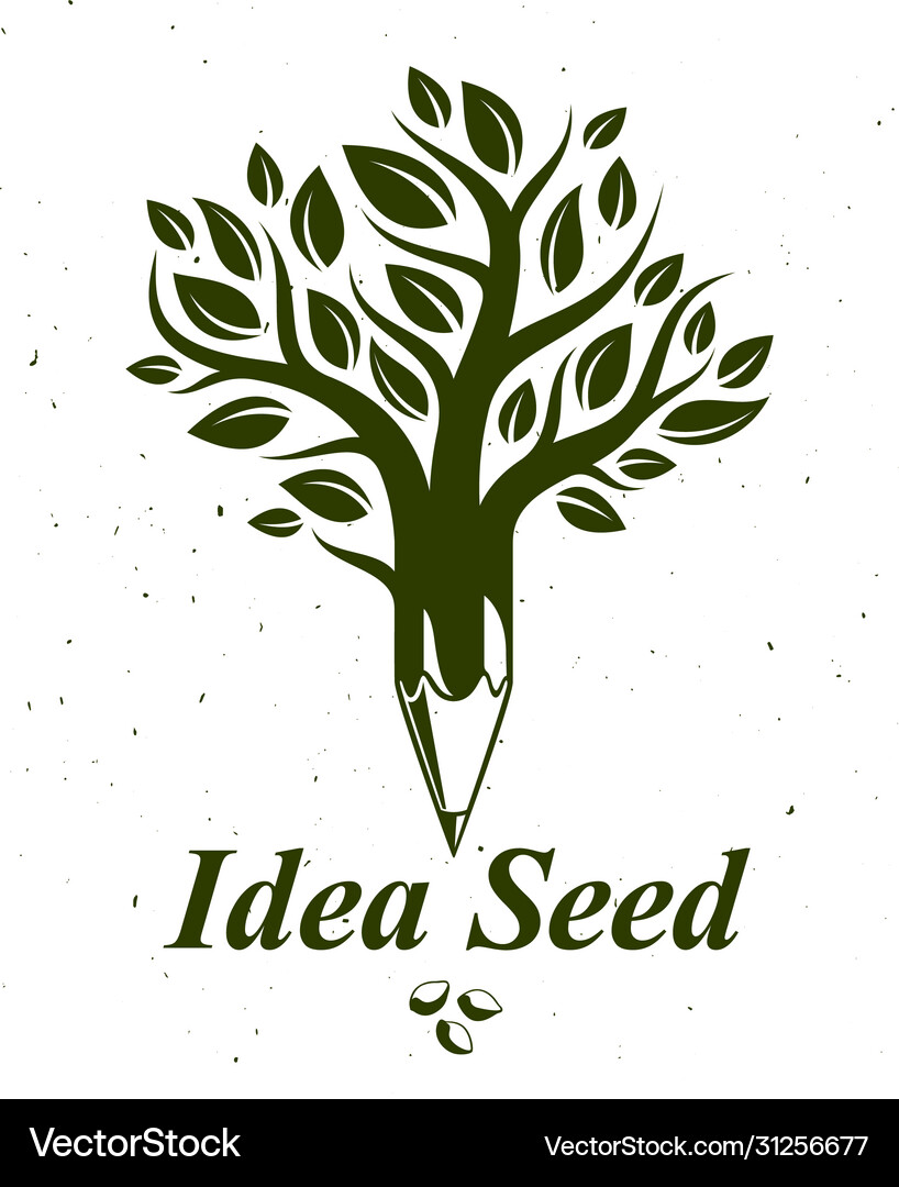 Beautiful tree with pencil combined into a symbol Vector Image
