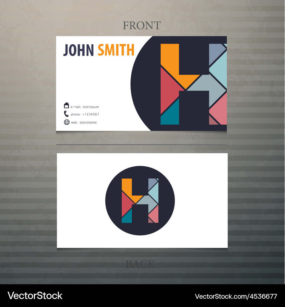 Business card template letter h Royalty Free Vector Image