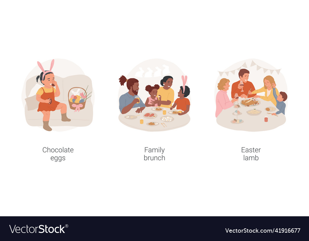 Easter meal isolated cartoon Royalty Free Vector Image