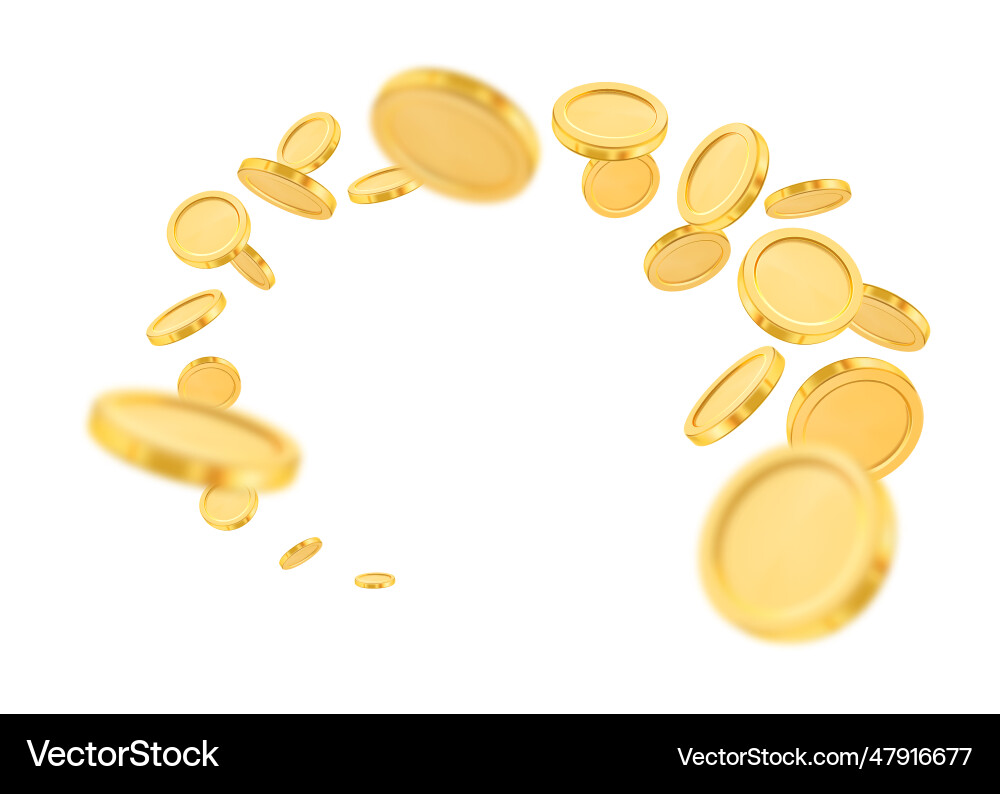 Empty coin rain realistic splash profit benefit Vector Image