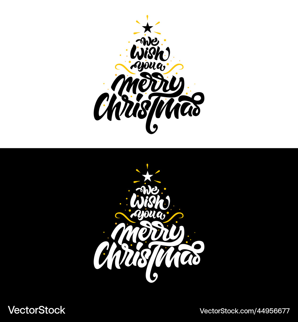 Flat hand draw merry christmas lettering Vector Image