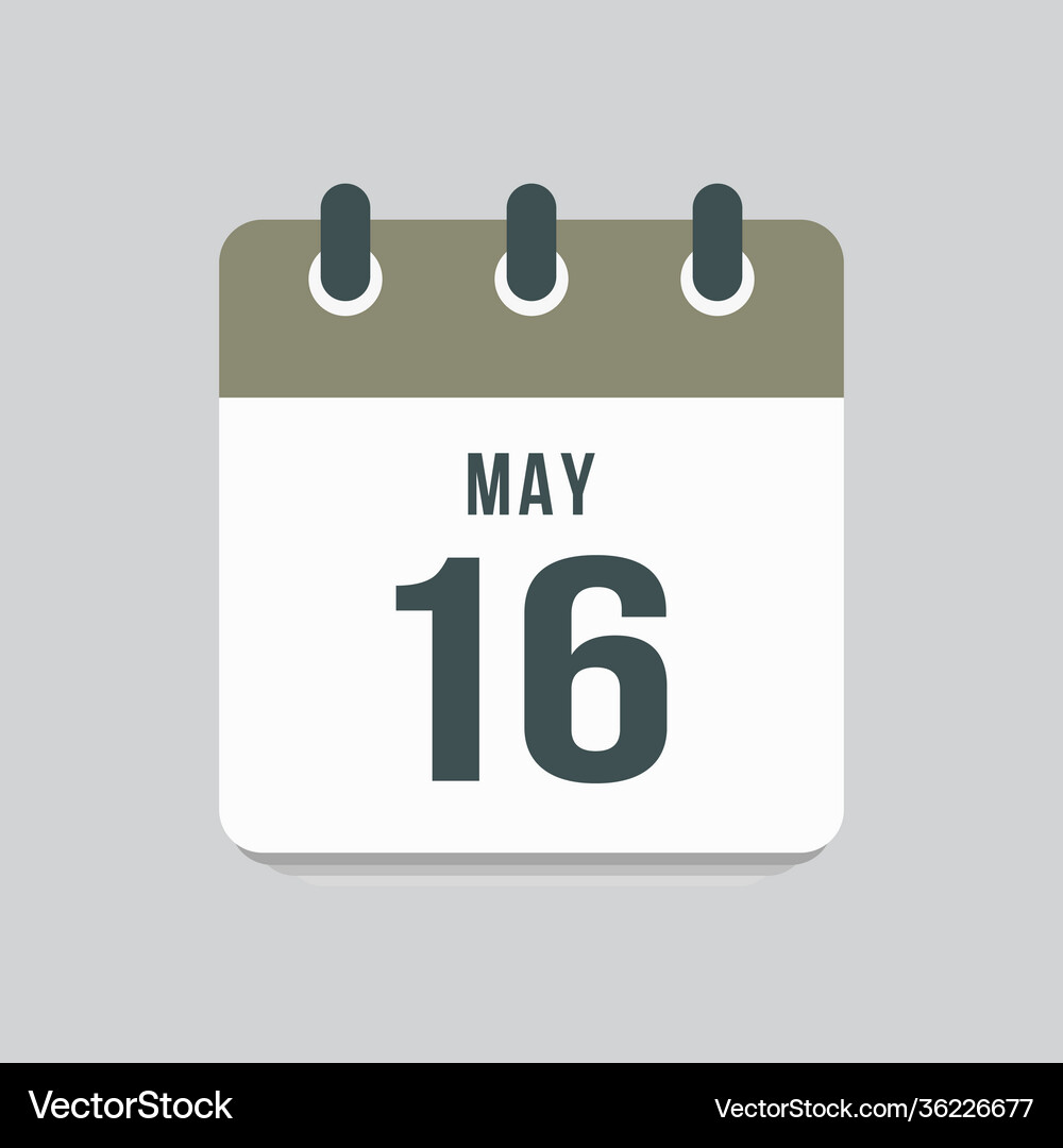 Icon day date 16 may template calendar page Vector Image