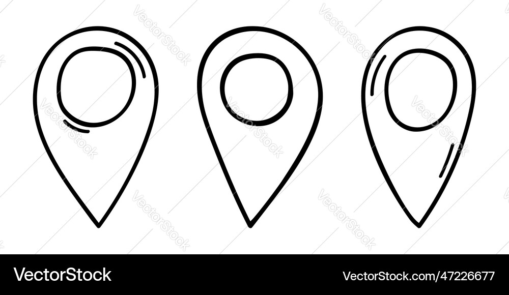 Map pin icon in doodle style hand drawn location Vector Image