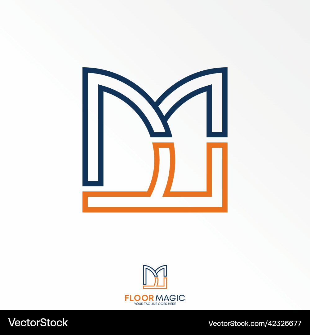 Simple and unique letter mf or dd double line font