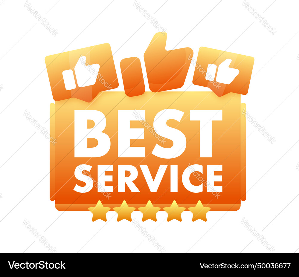 Vibrant orange best service badge Royalty Free Vector Image