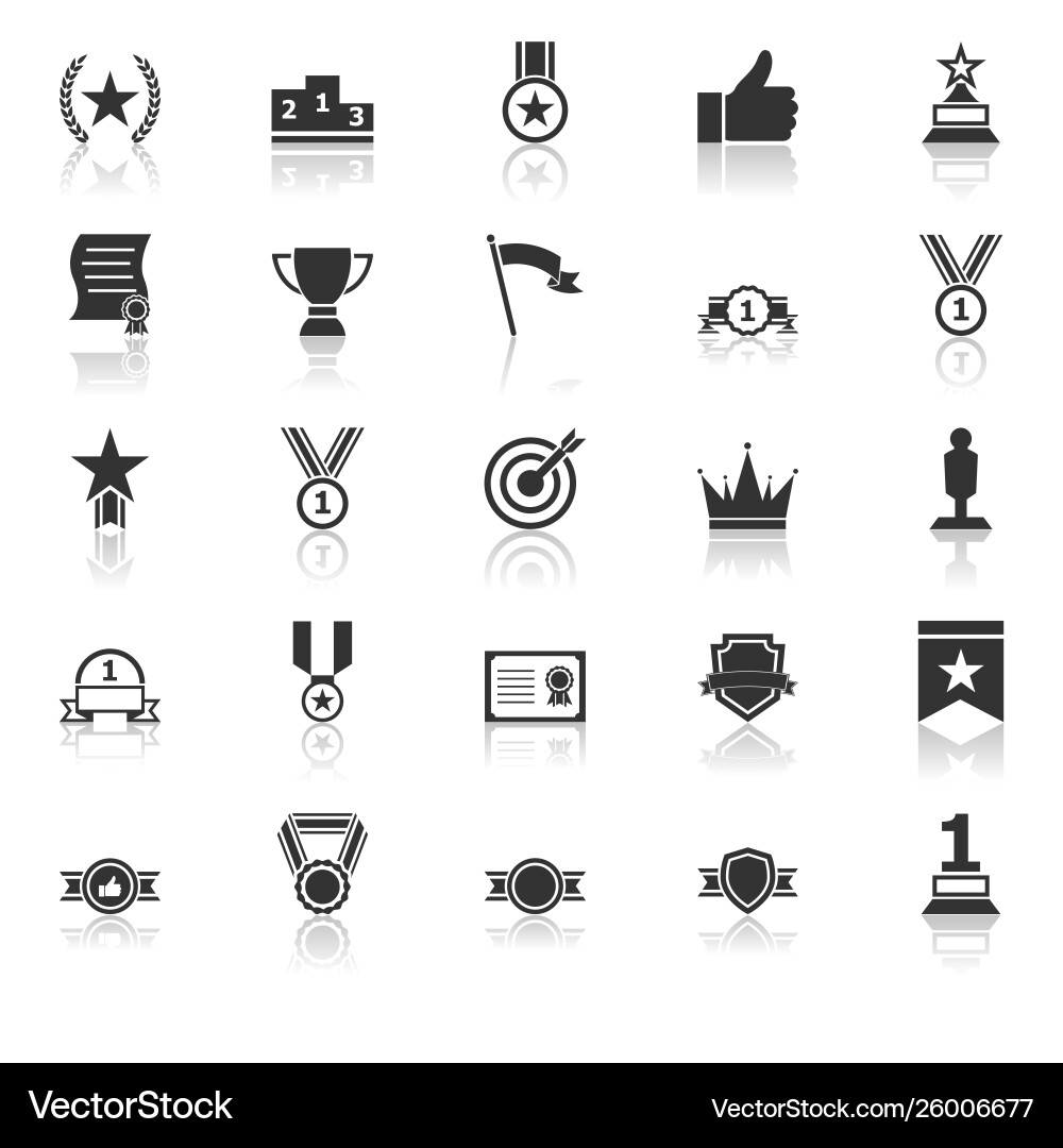 Victory icons with reflect on white background Vector Image
