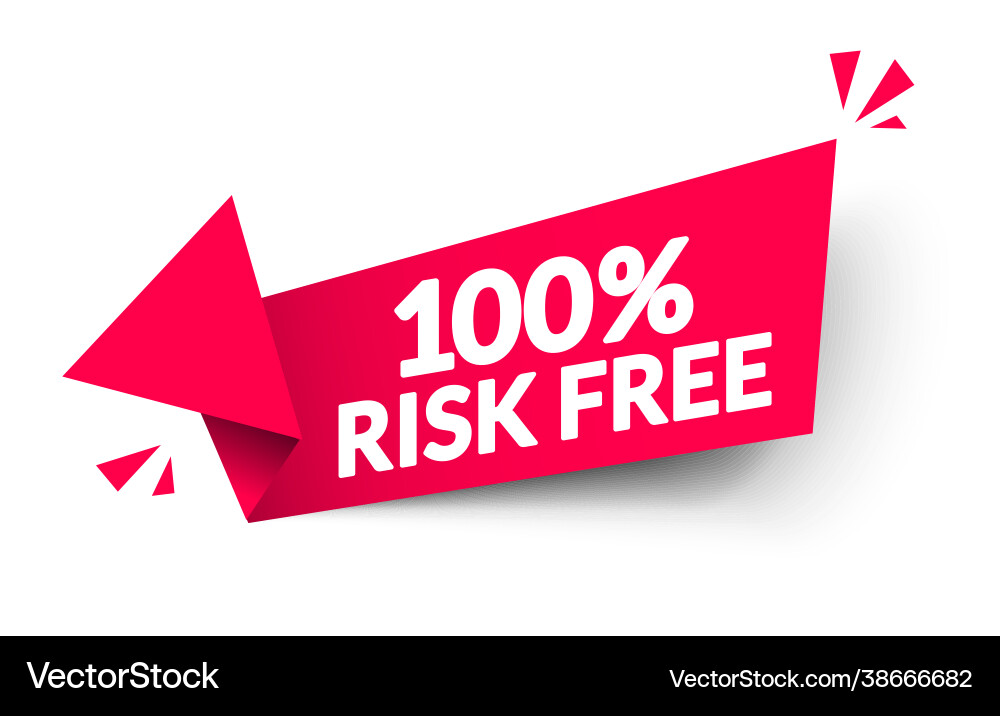100 percent risk free arrow label Royalty Free Vector Image