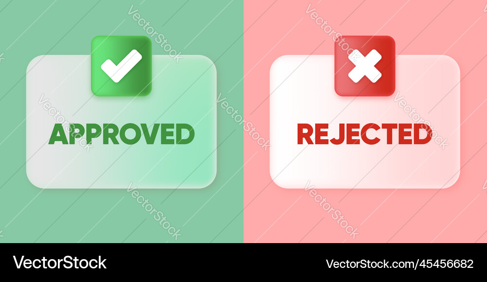 Approved or rejected banner green check mark Vector Image