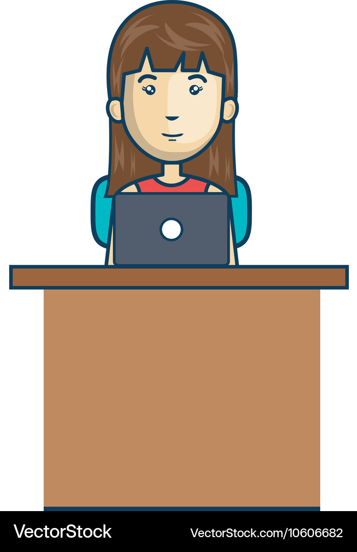 Avatar woman working laptop Royalty Free Vector Image