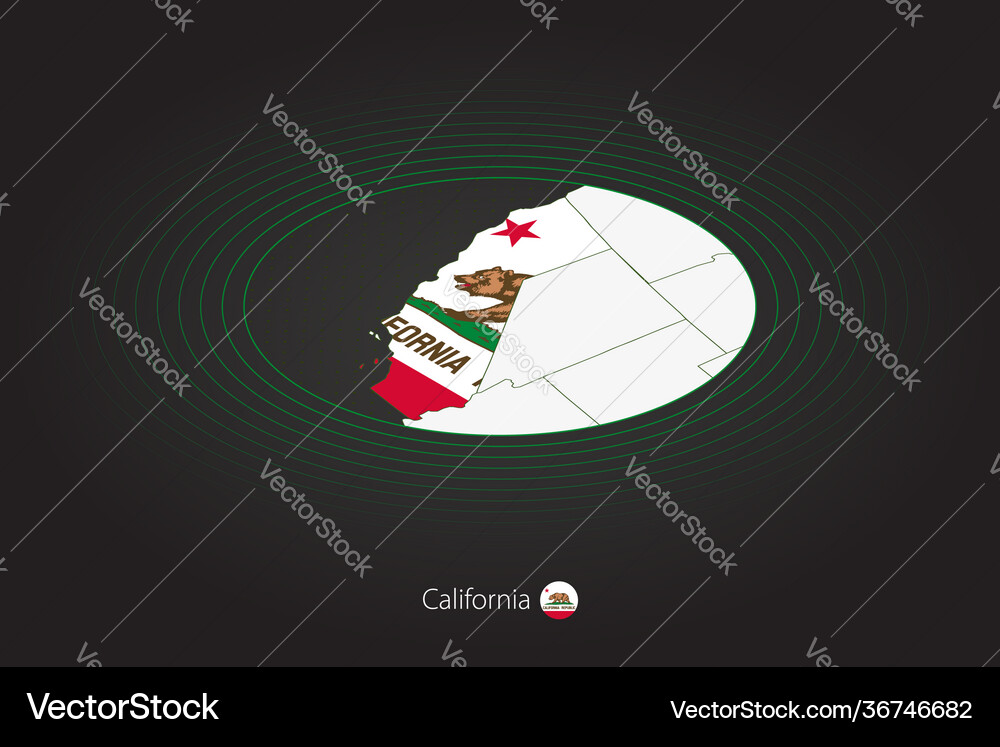California map in dark color oval map Royalty Free Vector