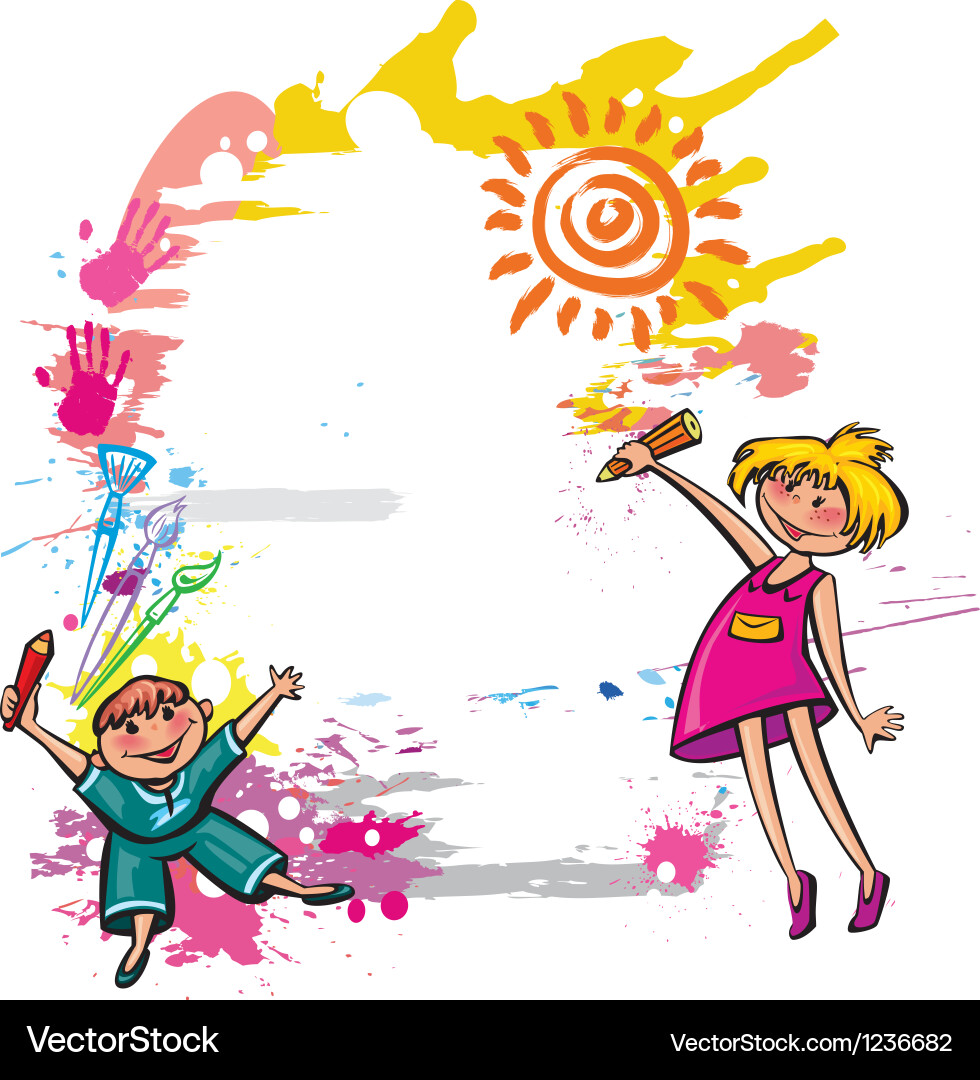 Children with space for text Royalty Free Vector Image