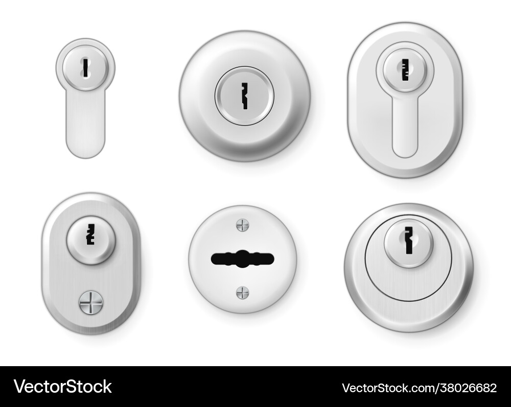 Collection realistic metallic keyholes Royalty Free Vector