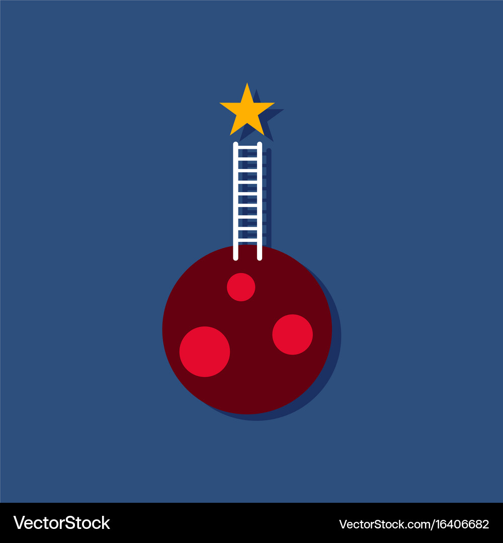 Flat icon design collection planet and ladder Vector Image