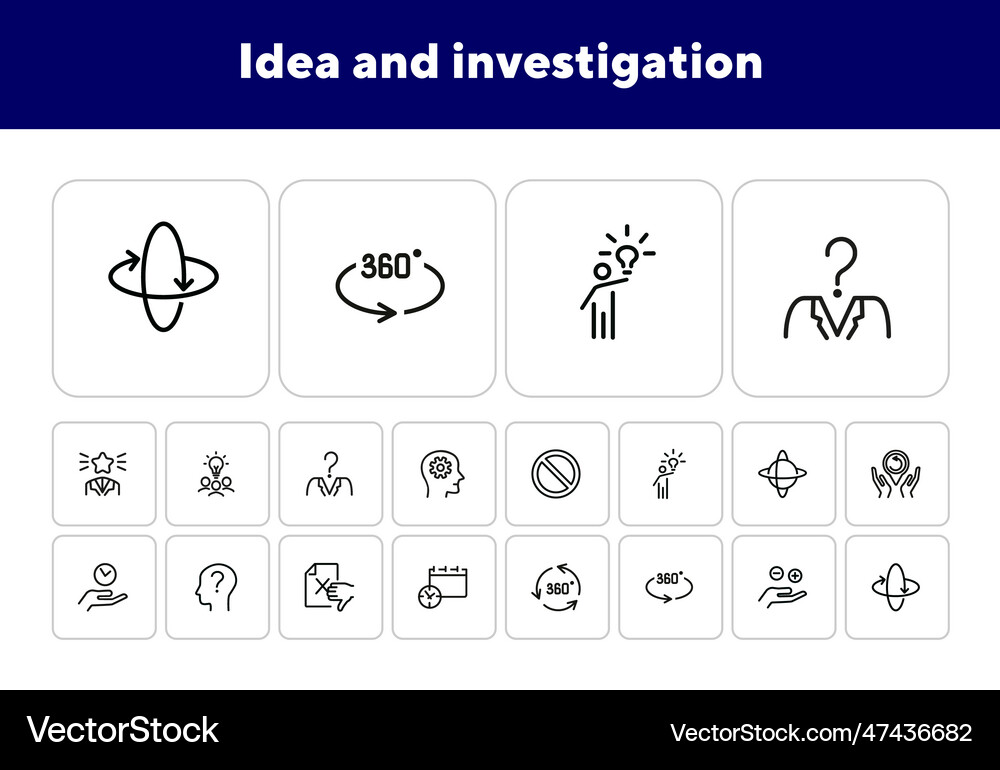 Idea and investigation icons Royalty Free Vector Image