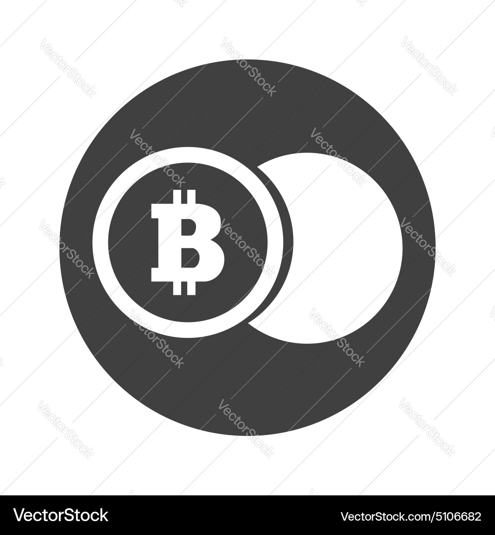 Monochrome round bitcoin coin icon Royalty Free Vector Image
