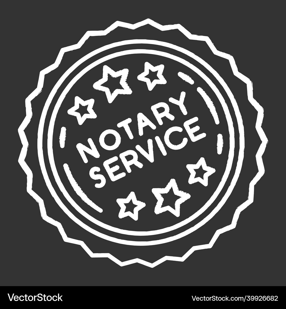 Notary services stamp mark chalk white icon on Vector Image