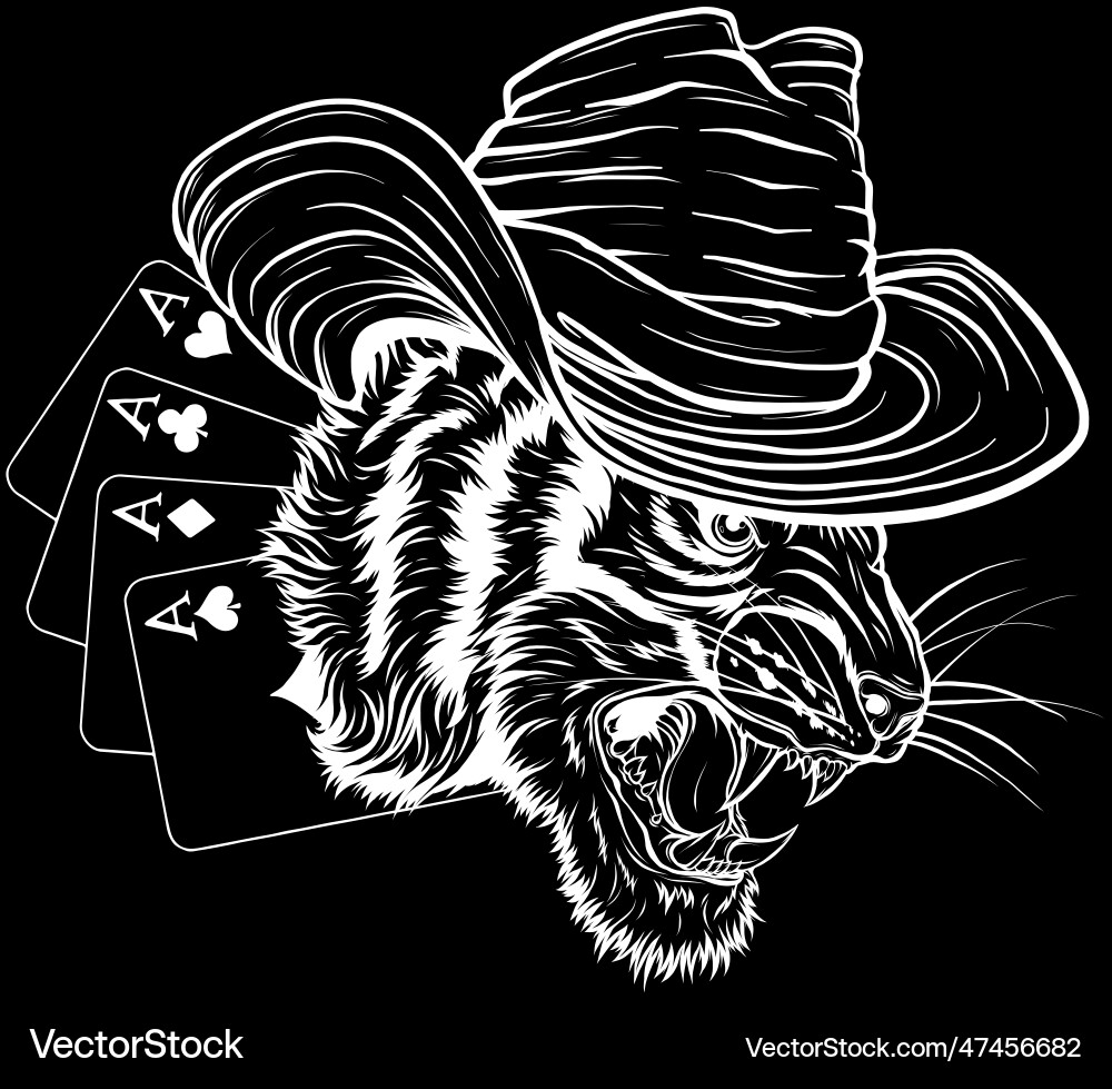 Outline of tiger head design Royalty Free Vector Image