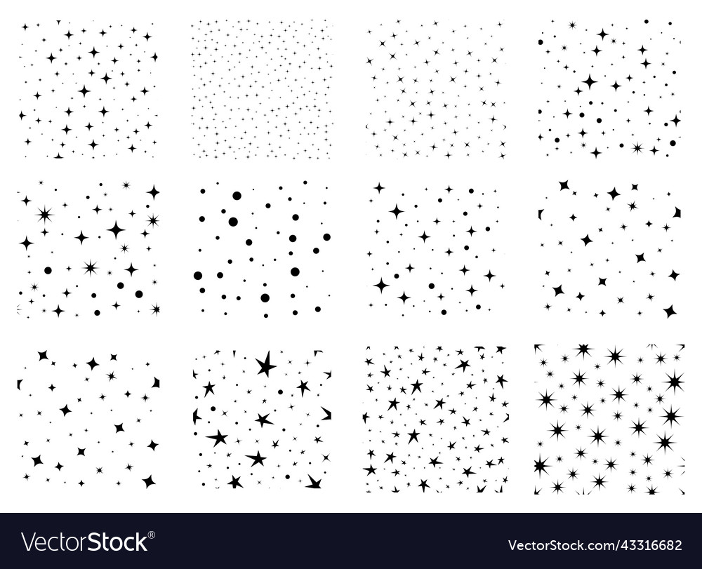 Random stars seamless patterns set starry sky Vector Image