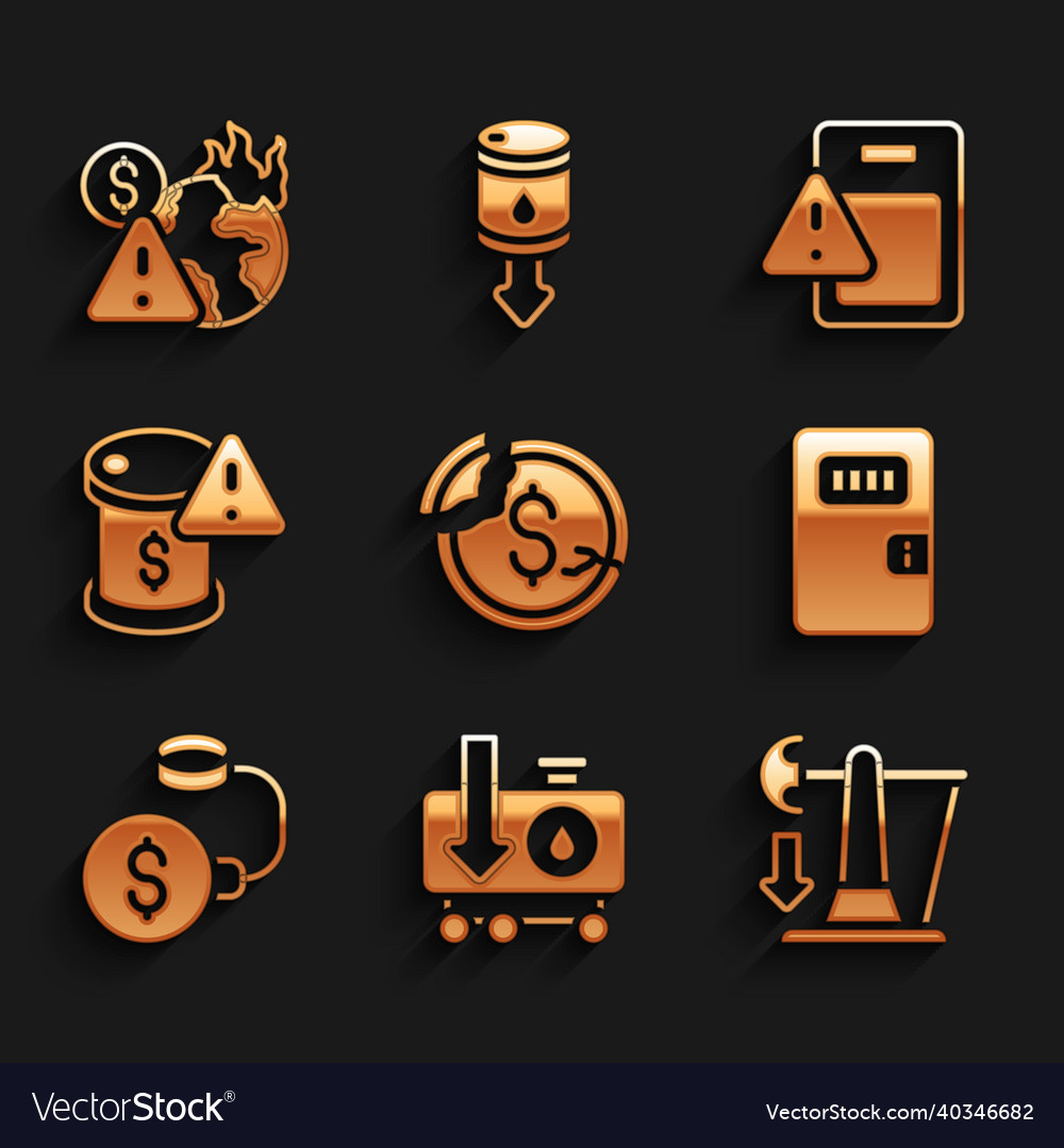 Set dollar rate decrease drop in crude oil price Vector Image