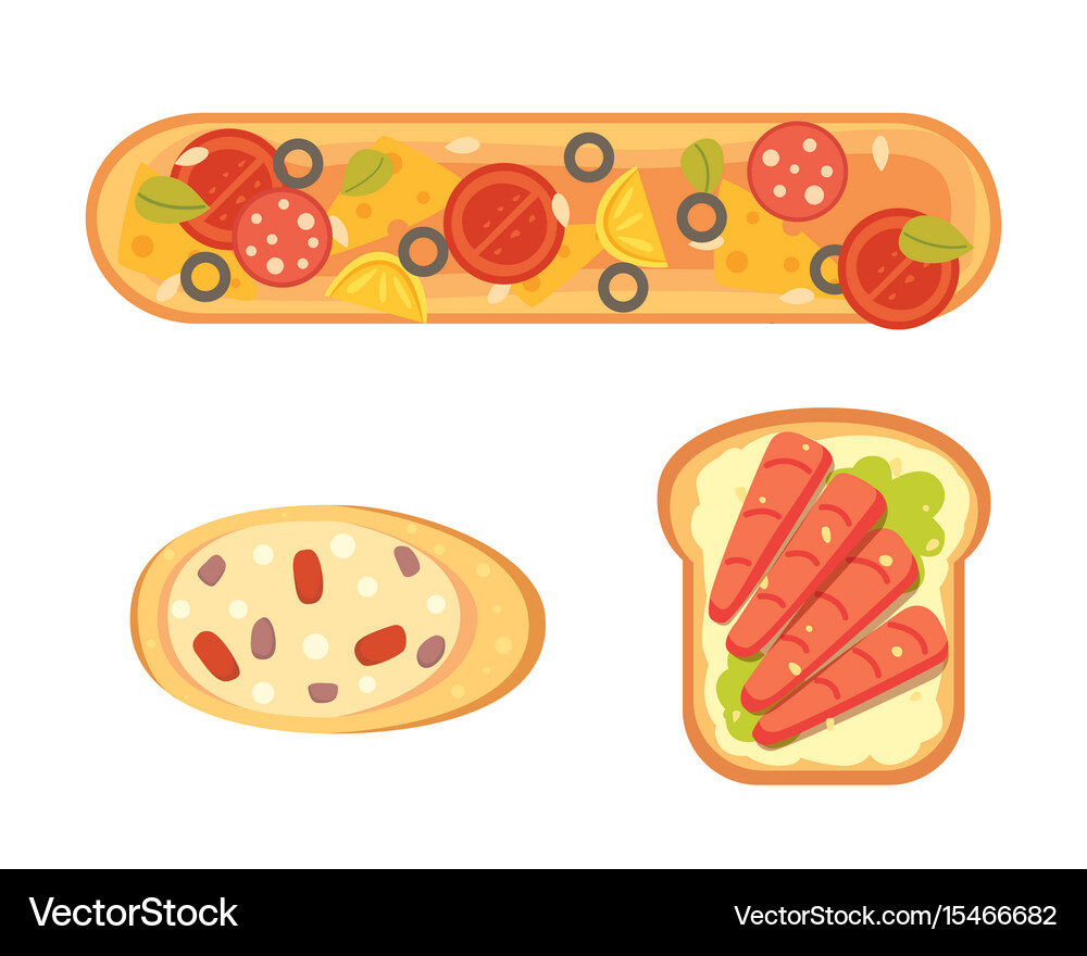 Set toasts and sandwich breakfast bread toast Vector Image