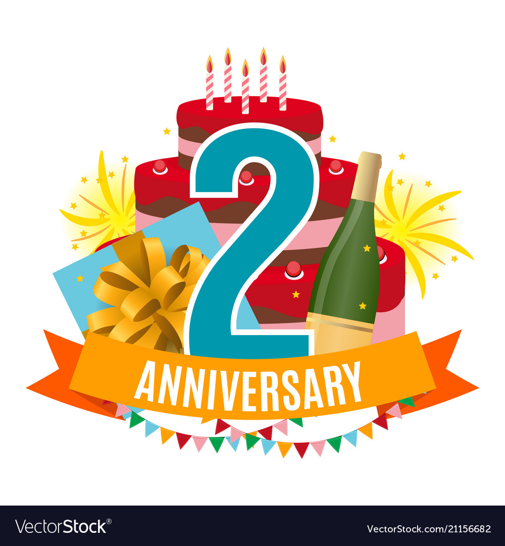 Template 2 Years Anniversary Congratulations Vector Image