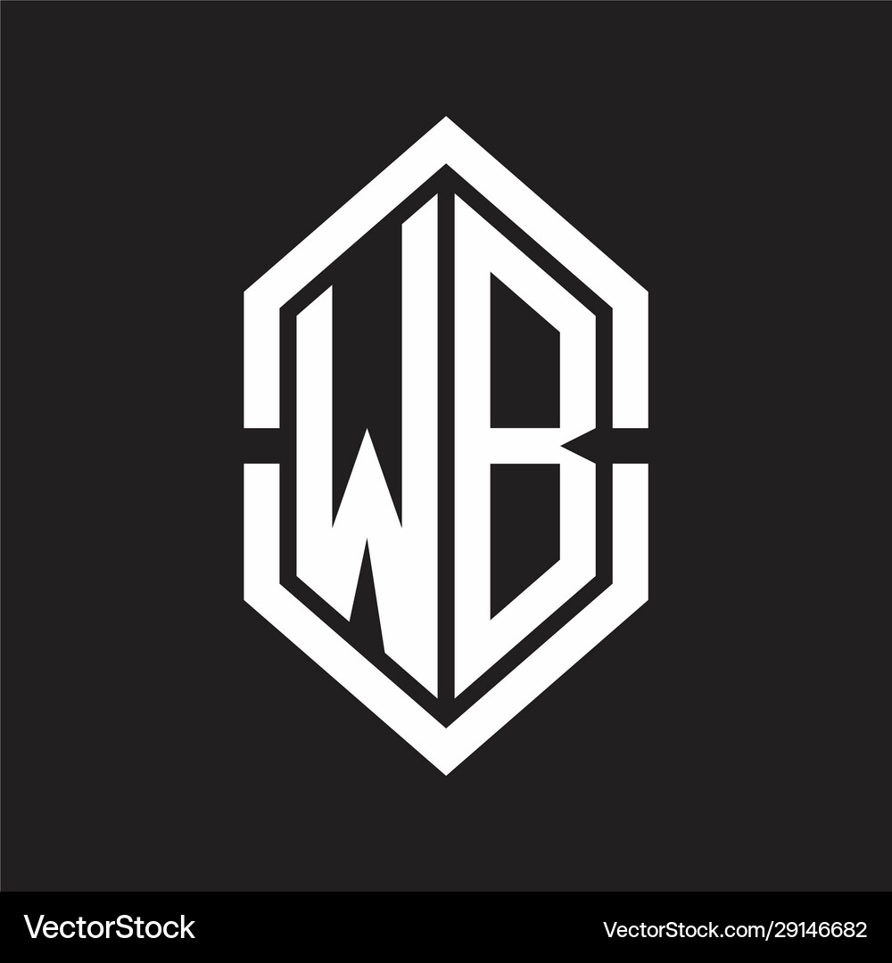 Wb logo monogram with hexagon shape and outline Vector Image
