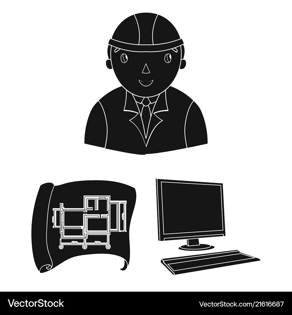 Architecture and construction black icons in set Vector Image